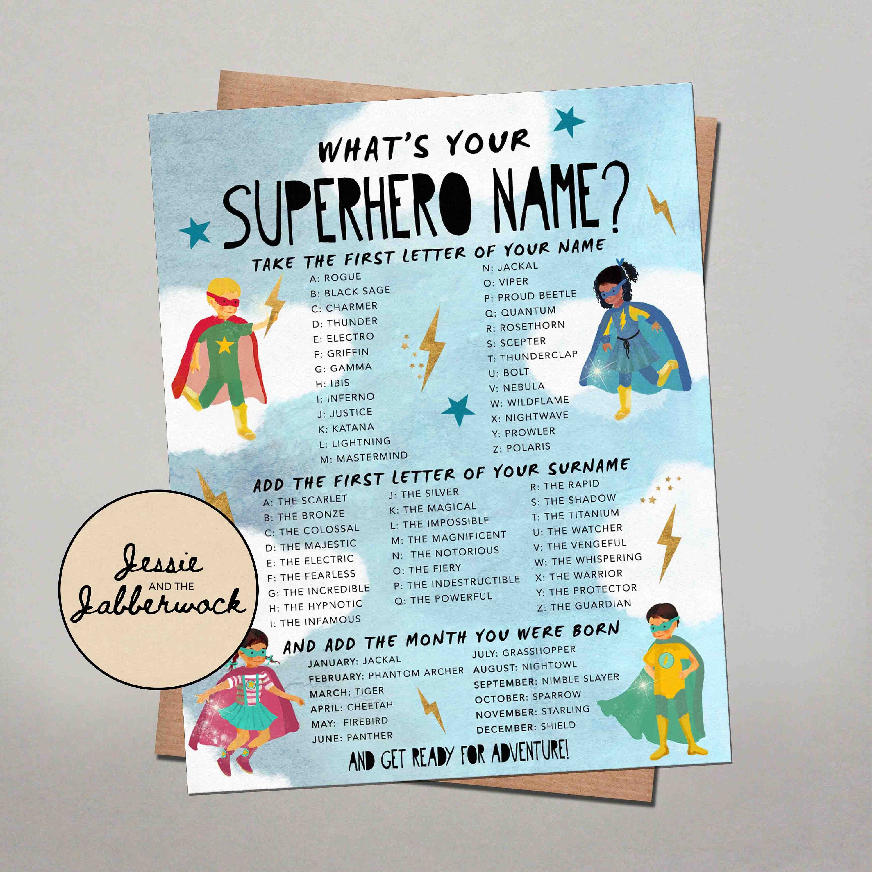 Superhero Name Game Printable, What’s Your Superhero Name, Kids ...