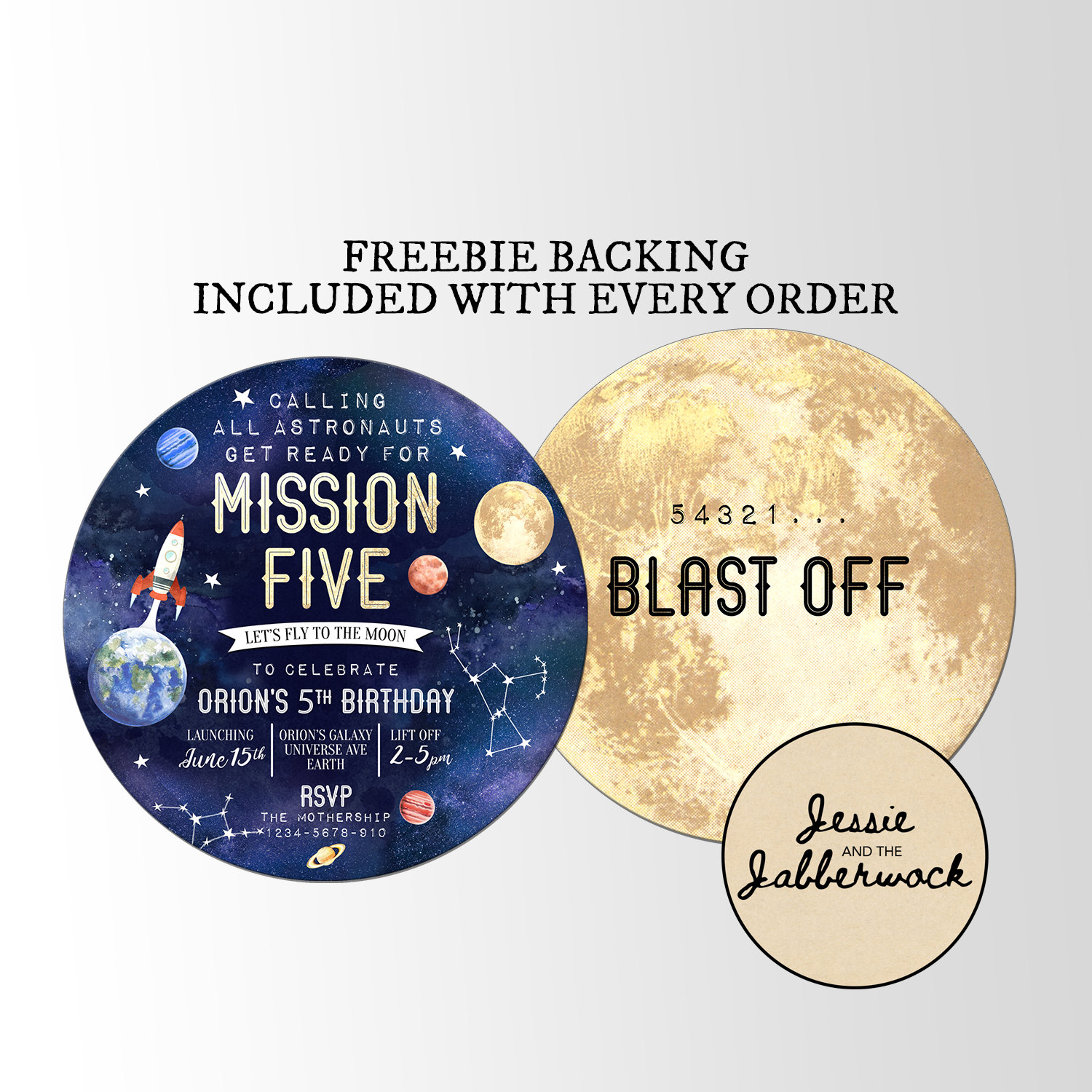 Space Mission Birthday Invitation Galaxy Nebula Round - Etsy