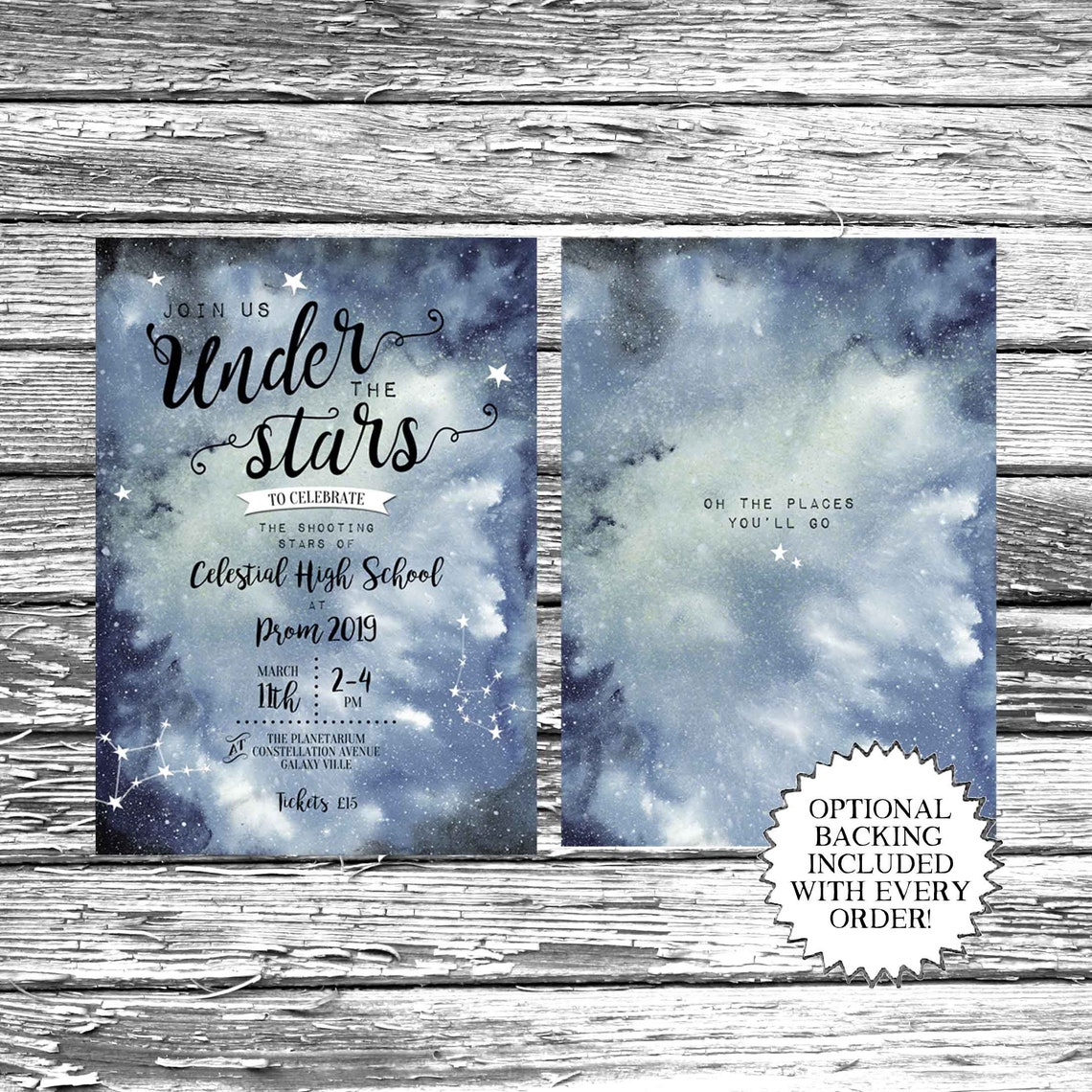 Under the Stars Prom Invite Celestial Galaxy Invitation | Etsy