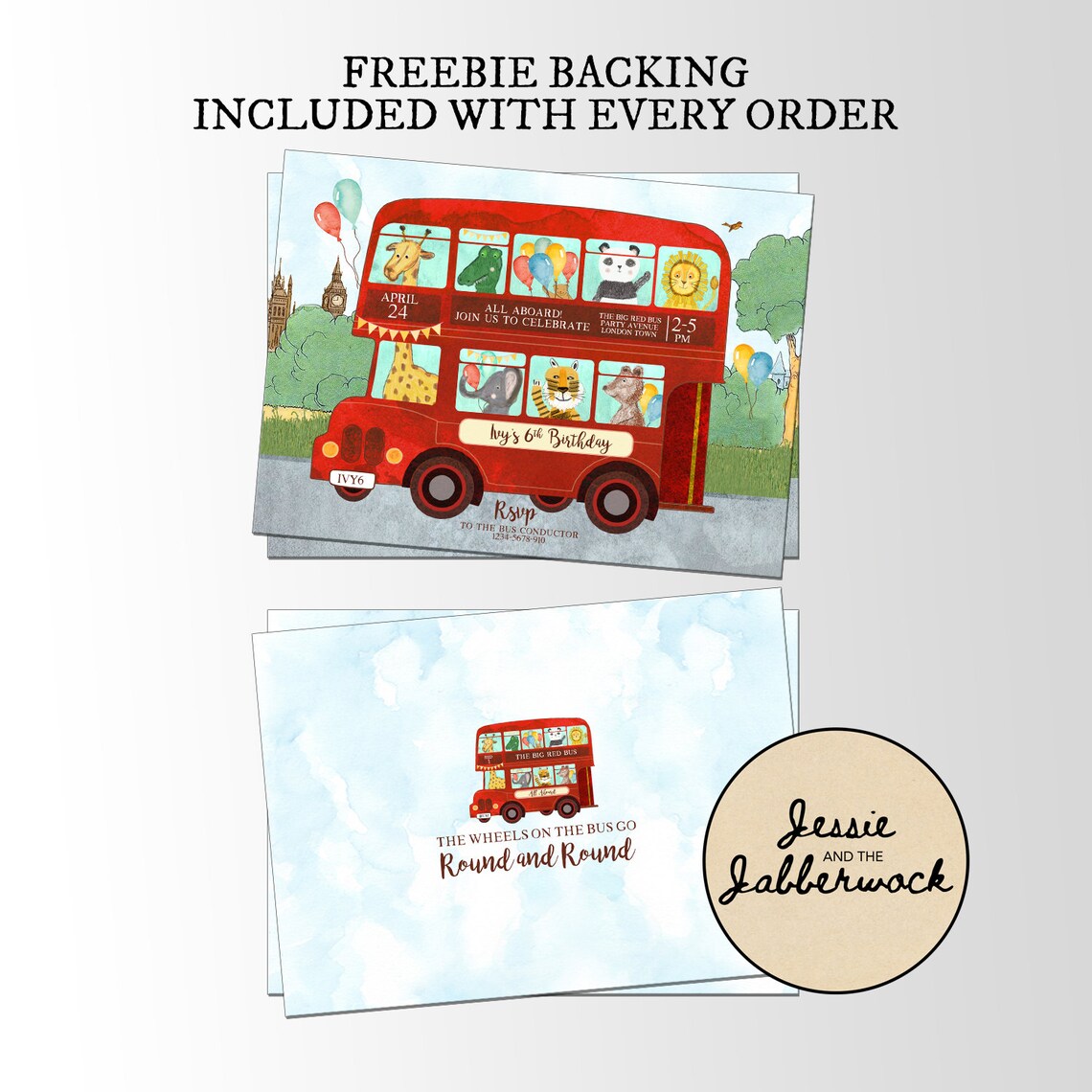 Vintage Red Bus Invite Wheels on the Bus Birthday Invitation | Etsy UK