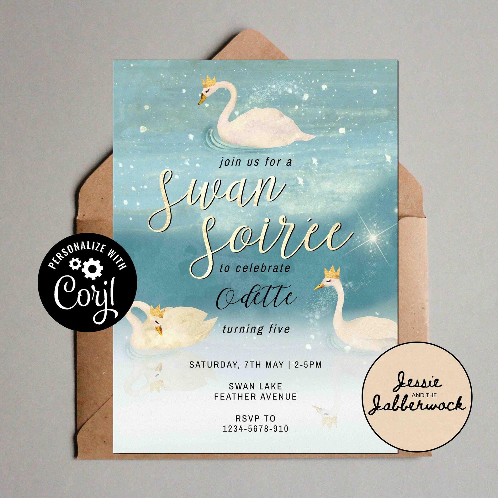 Swan Birthday Invite Template | Swan Soirée Party Invitation | Swan ...