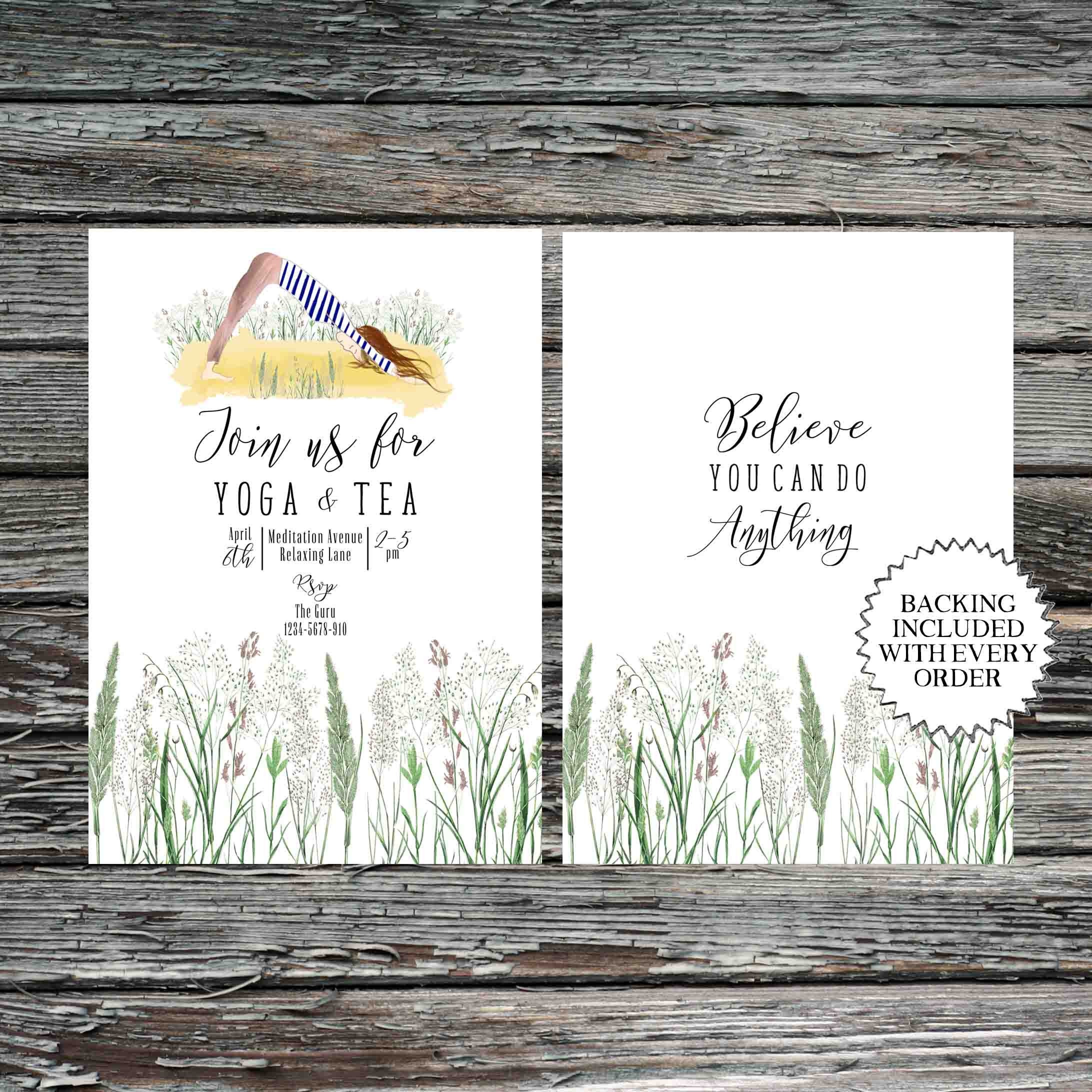 Yoga Invitation, Spa Retreat, Meadow Invite, Yoga Lessons Flyer ...