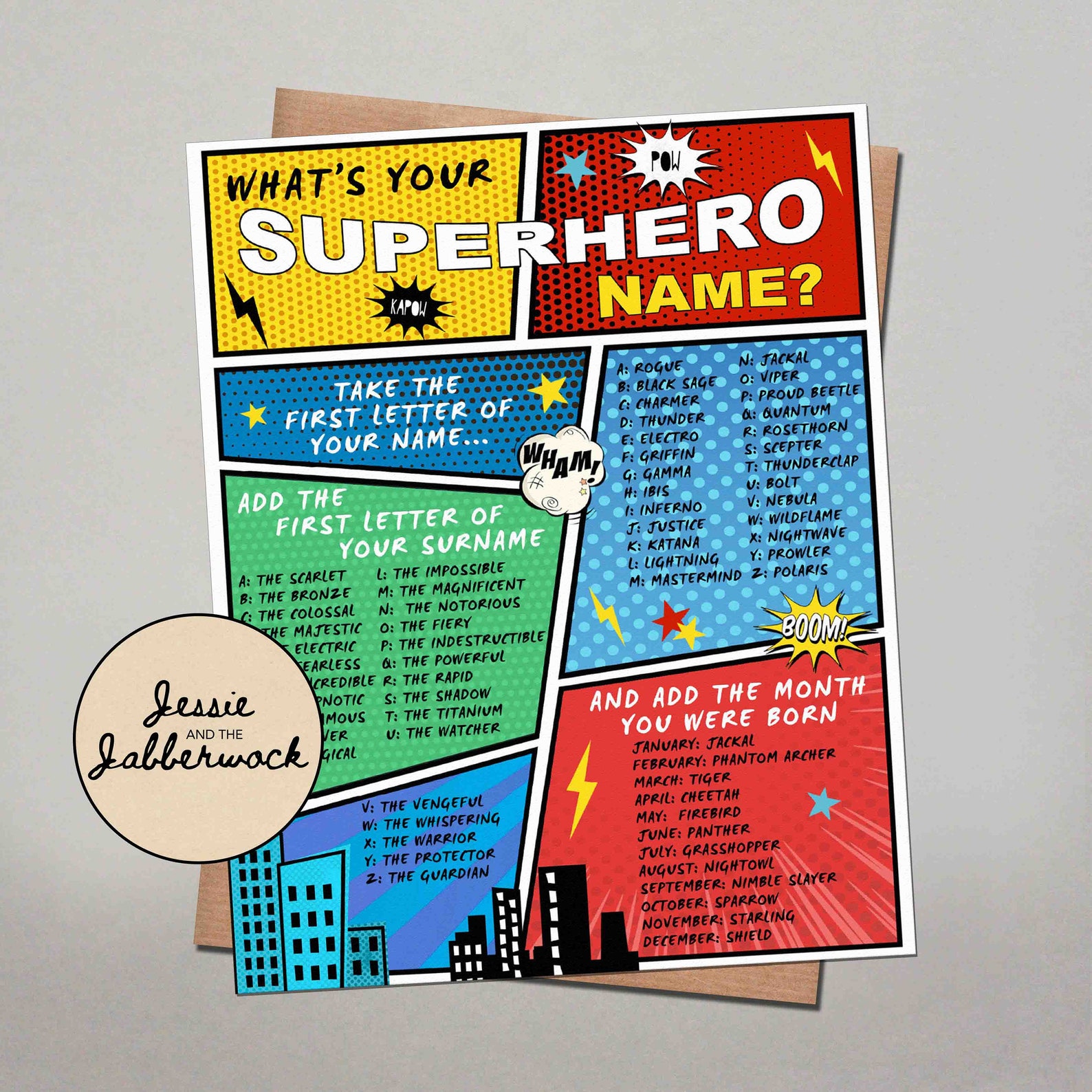 What's Your Superhero Name? Printable, Instant Download Party Game ...