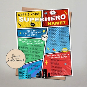 What's Your Superhero Name? Printable, Instant Download Party Game ...