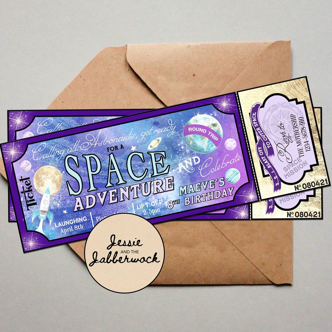 Space Adventure Invitation | Rocket Ship Ticket Invite | Astronaut ...