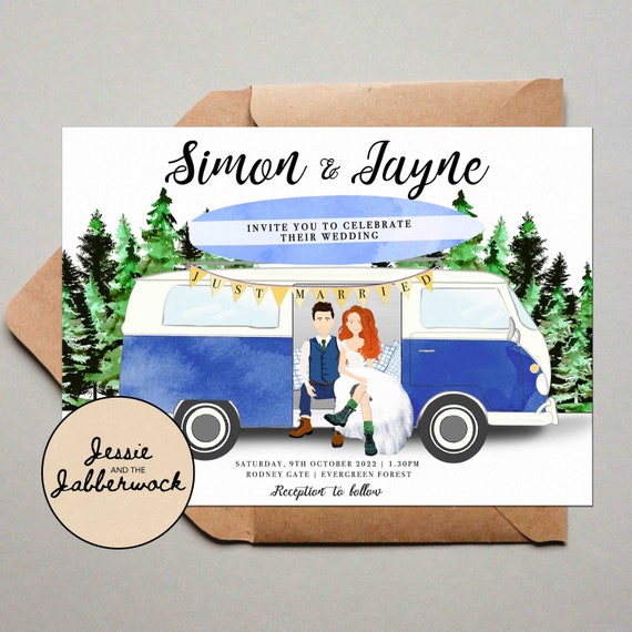 Personalised Couple and Camper Van / Vehicle Illustration | Etsy