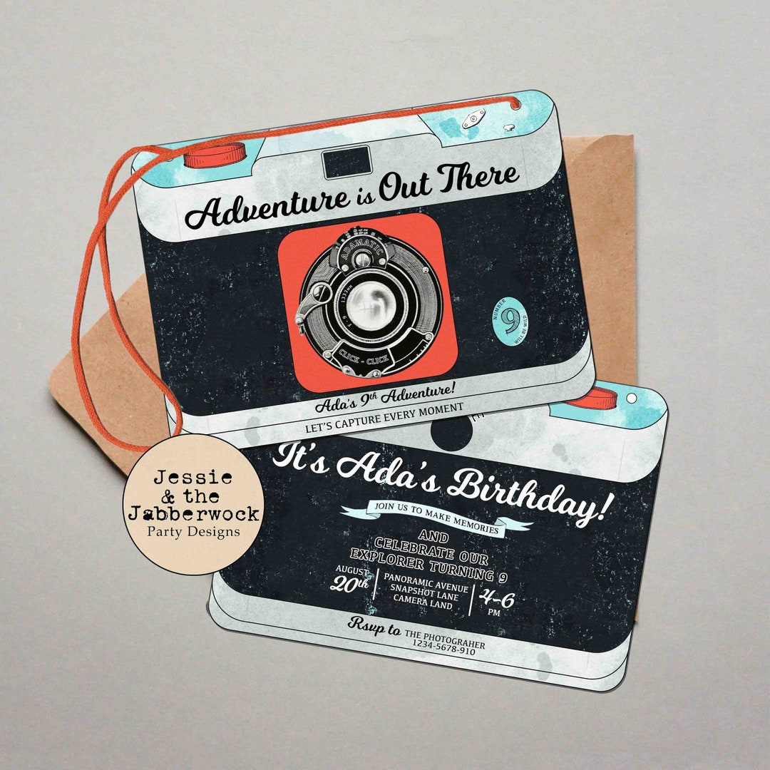 Retro Camera Invitation, Adventure is Out There Invite, Photographer ...