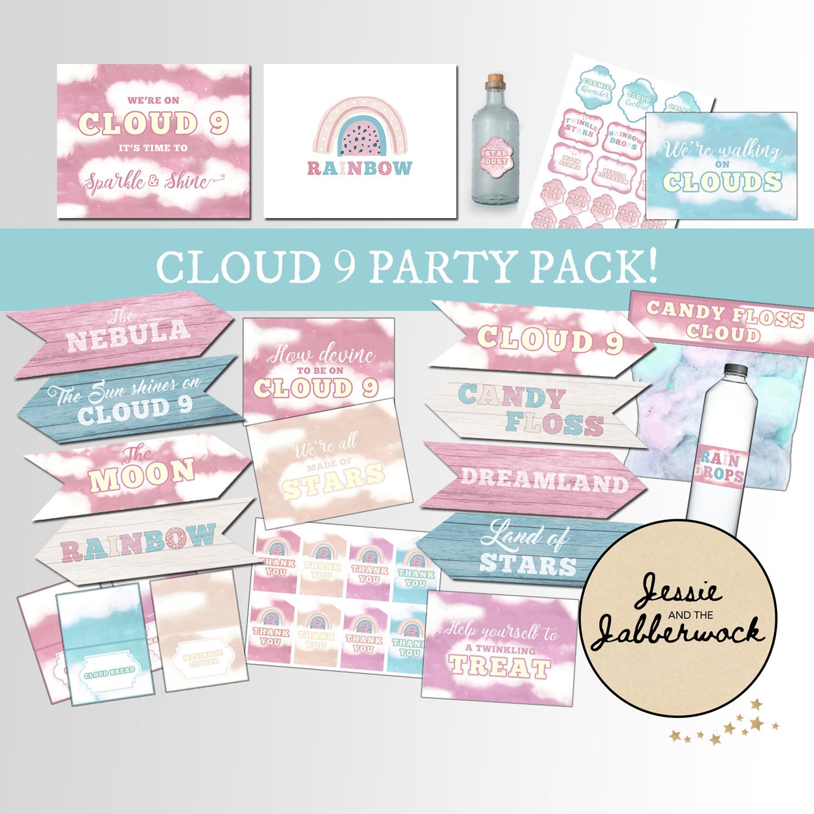 Cloud 9 Party Pack Printables 9th Birthday Party Set | Etsy