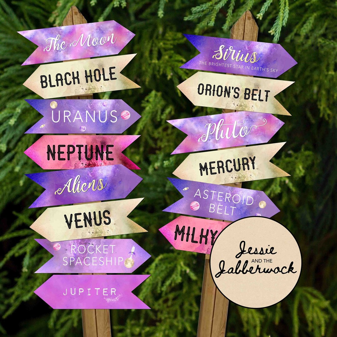 Space Party Bundle Printables | Galaxy Decorations Directional Signs ...