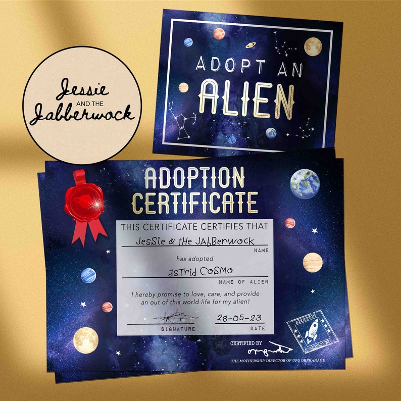 Adopt an Alien Sign & Certificate Party Pack Printable | Out of This ...