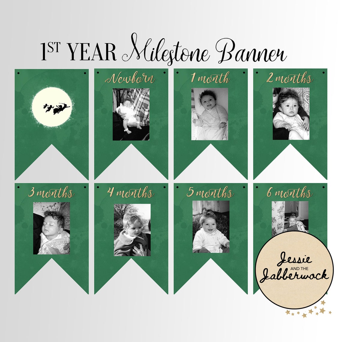 My 1st Year Monthly Photo Banner, Milestone Photo Bunting, Newborn - 12 ...