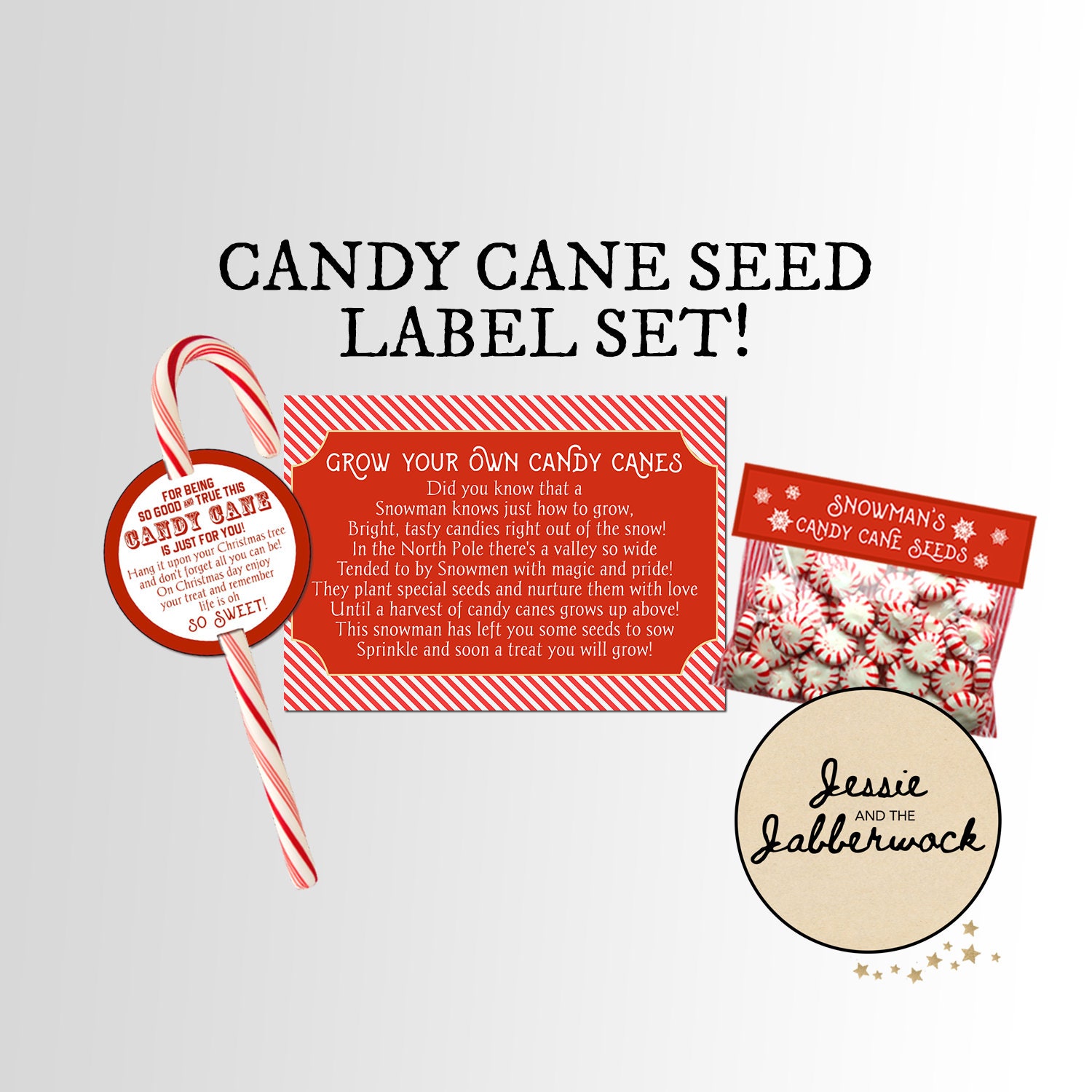 Candy Cane Seed Printables | Candy Cane Labels | Winter Christmas Food ...