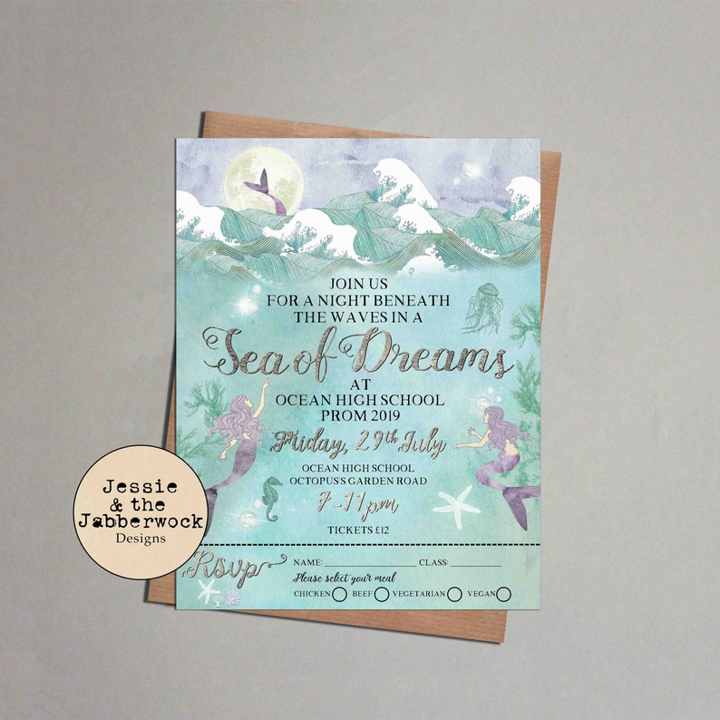 Sea of Dreams Prom Tear off Flyer Invites Under the Sea Event - Etsy