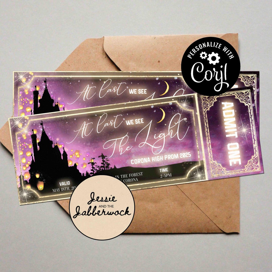 Tangled Ticket | at Last We See the Light Invite | Magical Purple ...