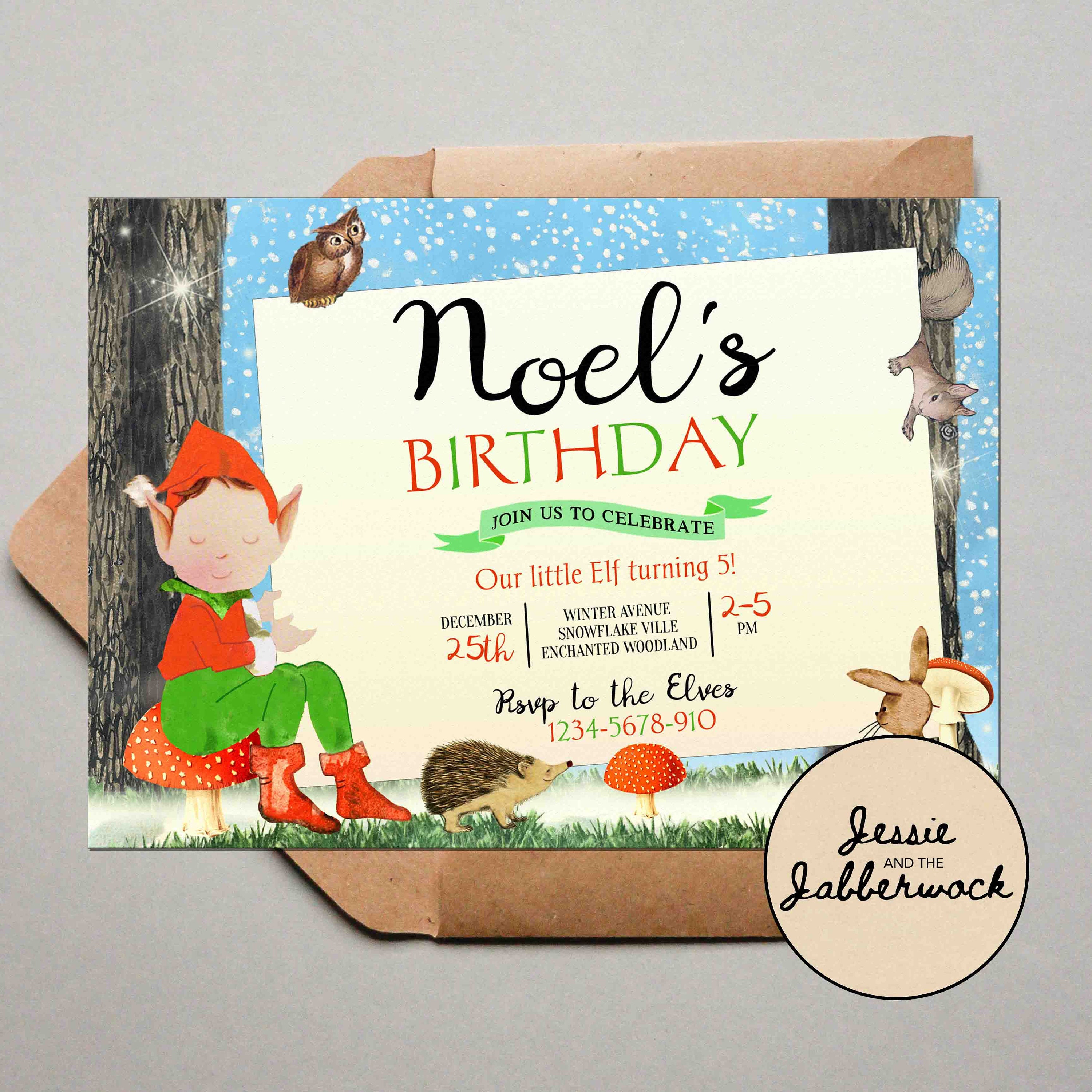 Elf Invitation Christmas Party Invite Winter Birthday - Etsy UK