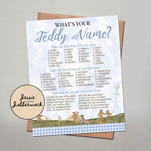 What's Your Teddy Name? Printable, Teddy Bear Picnic Party Instant ...