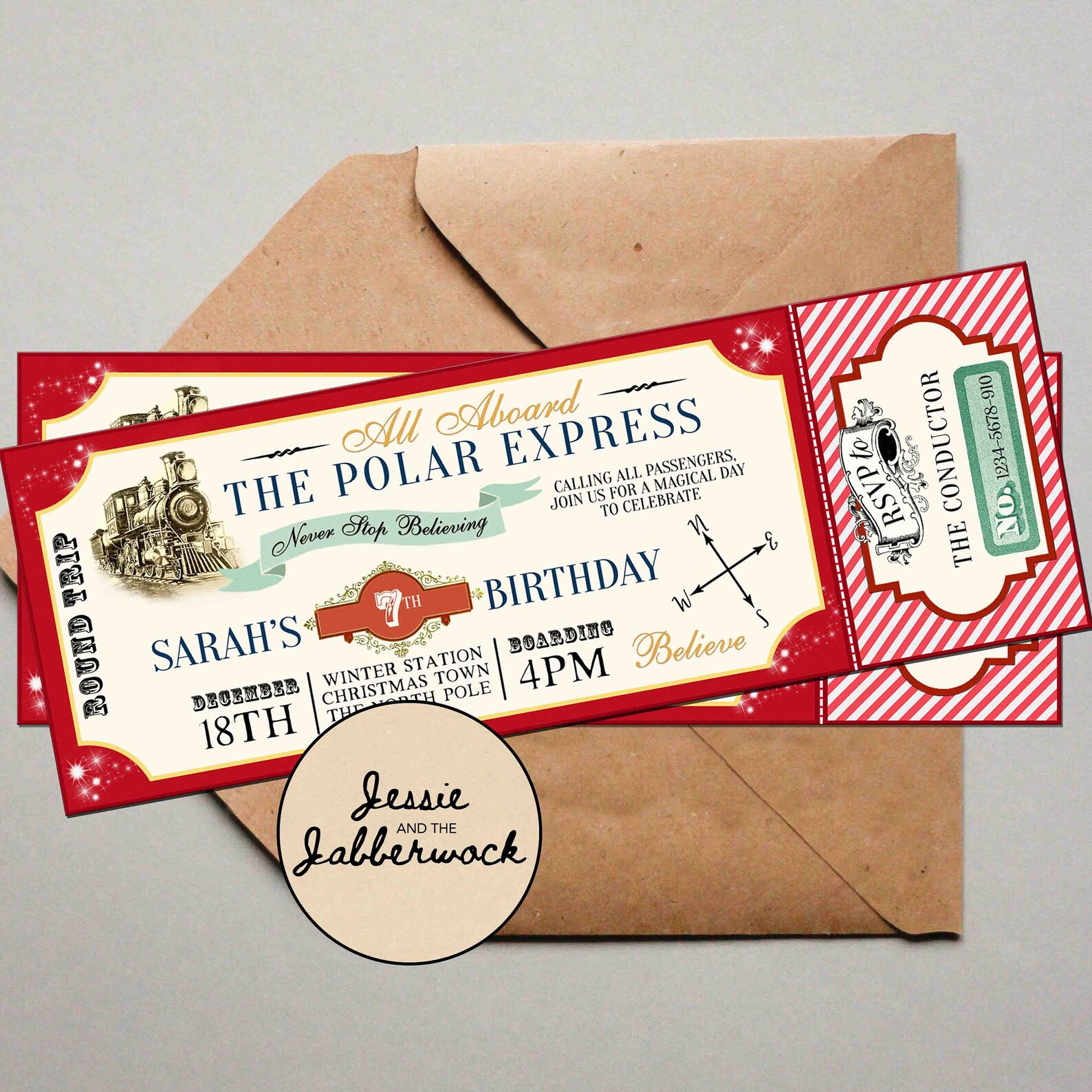 Polar Express Invitation Believe Golden Ticket Christmas | Etsy