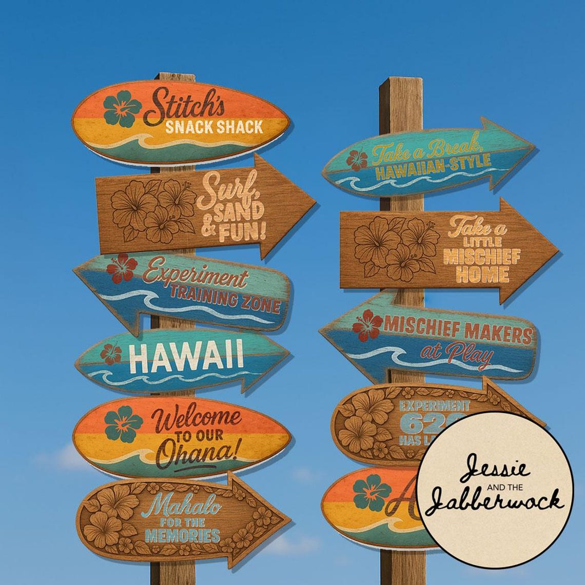 Hawaii Stitch Inspired Directional Signs Party Pack Printable | Blue ...