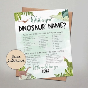 What's Your Dinosaur Name? Printable Instant Download Party Game, 3-rex ...