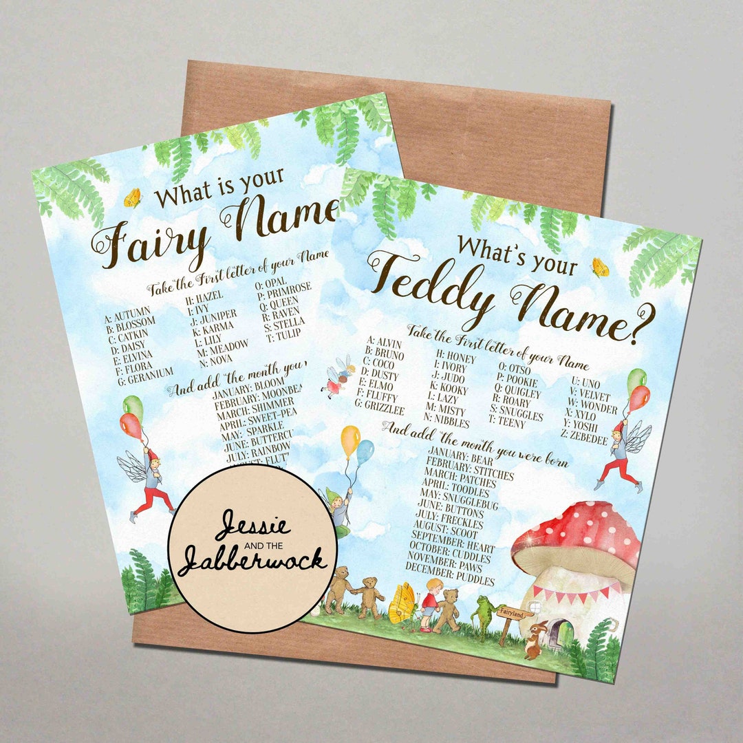 Teddy and Fairy Name Party Game | Teddy Bear Picnic | What's Your Fairy ...