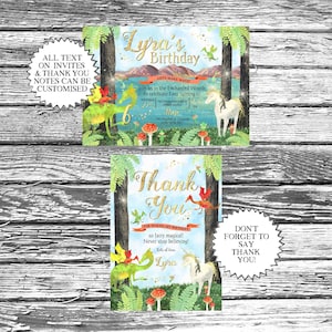 Magical Creatures Invite, Dragon and Unicorn Invitation, Enchanted ...