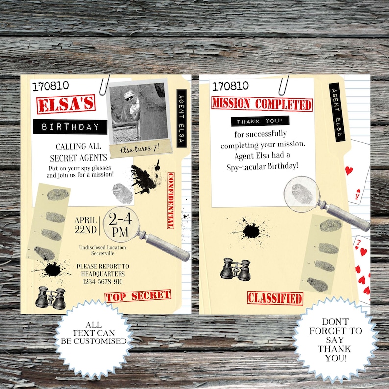 SECRET AGENT SPY Party invite Mission Impossible Invitation | Etsy