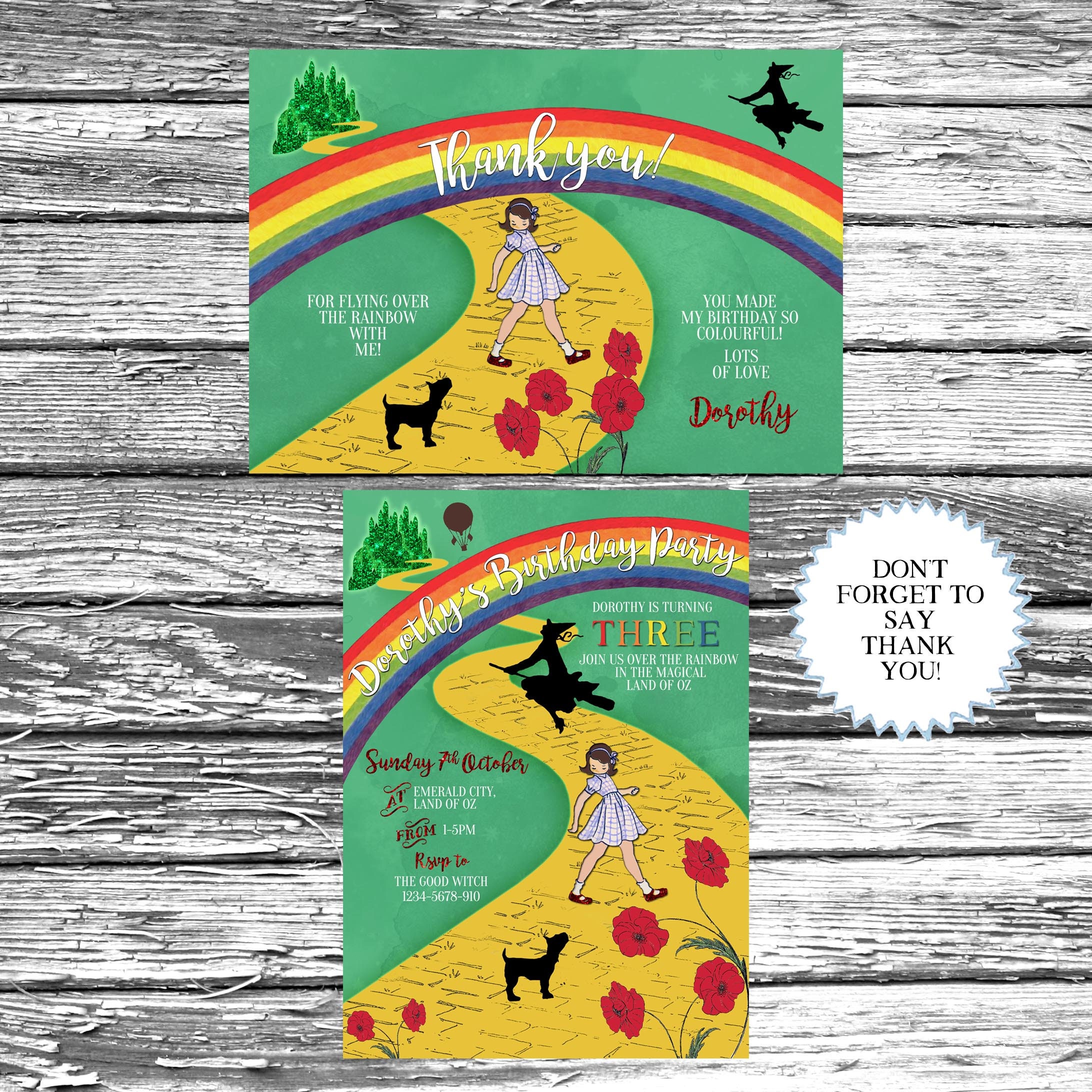 Wizard of Oz Yellow Brick Road Invitation Somewhere Over the - Etsy