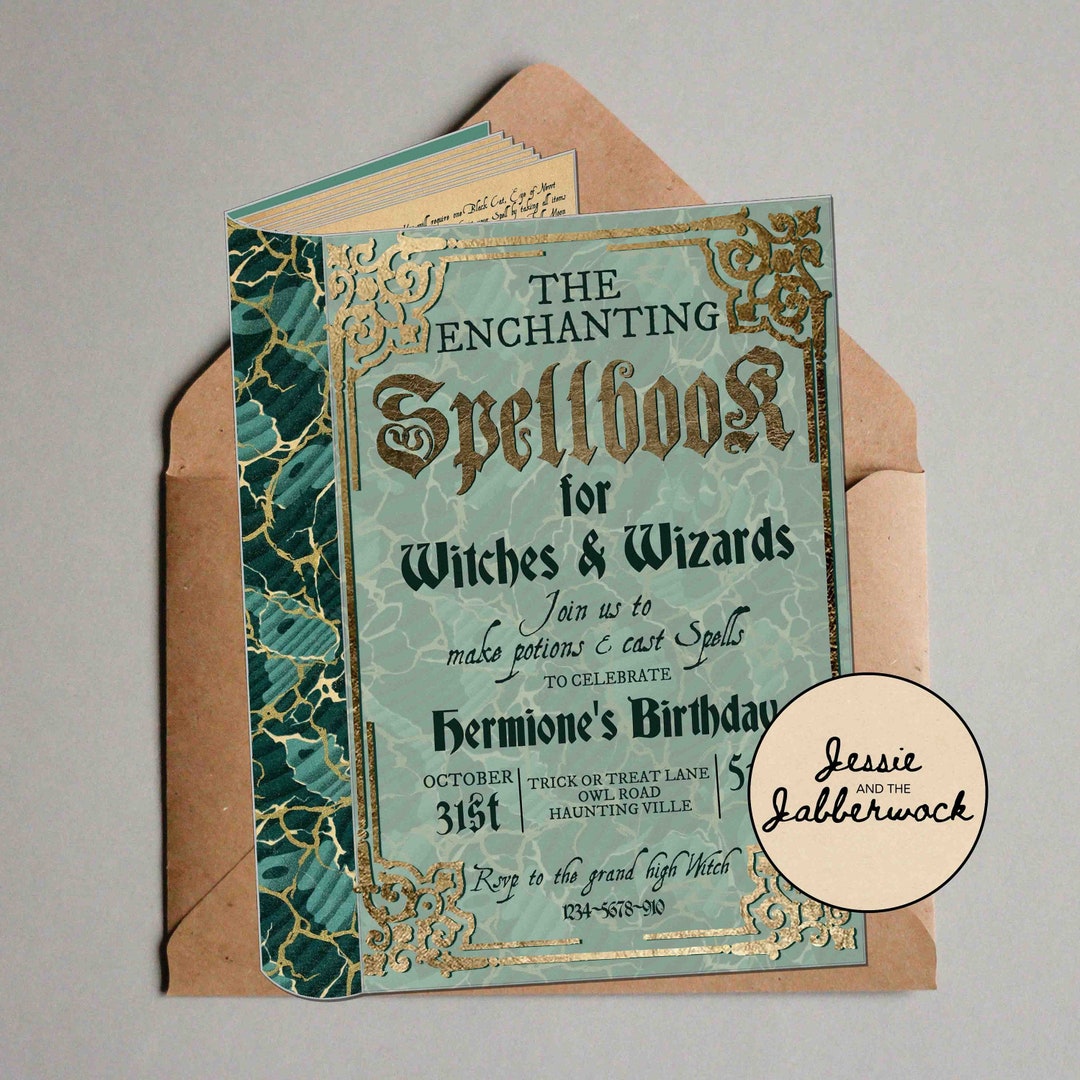 Witches & Wizards Birthday Invite, Spellbook Invitation, Magical Potion ...