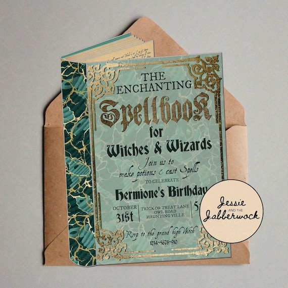 Witches & Wizards Birthday Invite Spellbook Invitation | Etsy