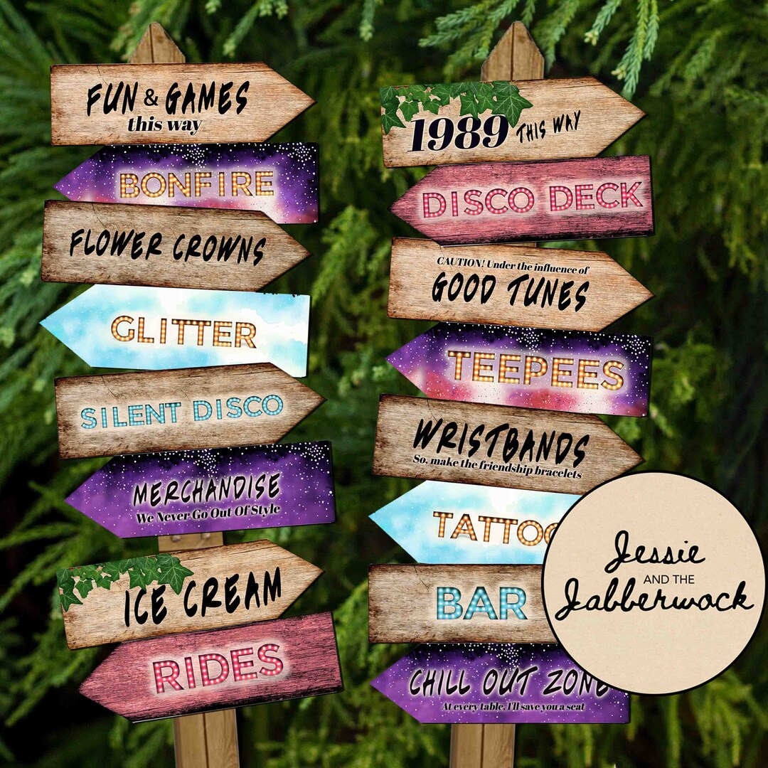Festival Directional Signs Party Pack Printable | Birthday Fest ...