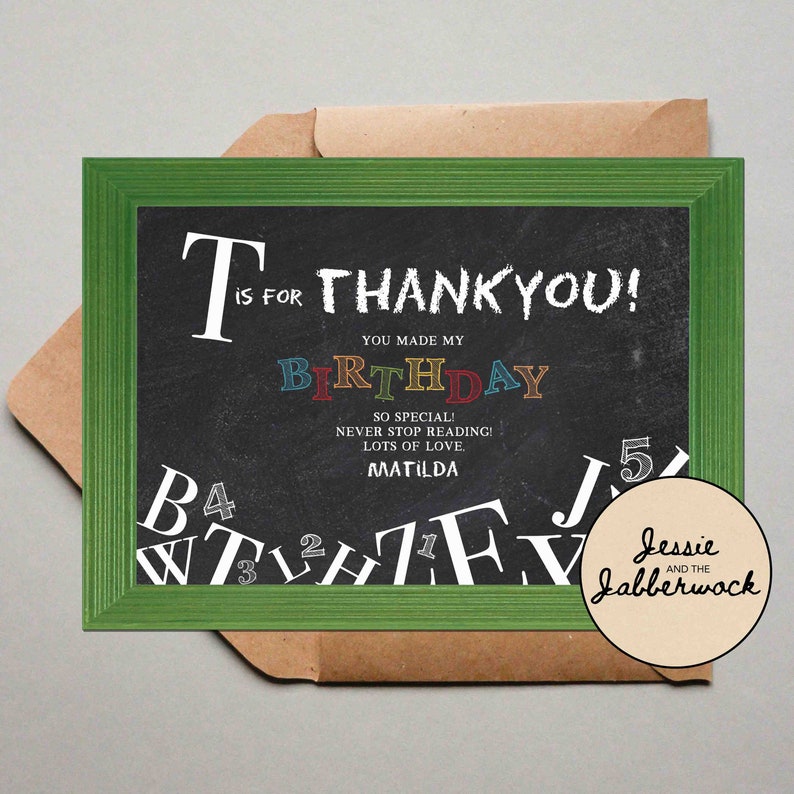 Matilda Party Invite A-Z Alphabet Invitation Chalkboard | Etsy UK