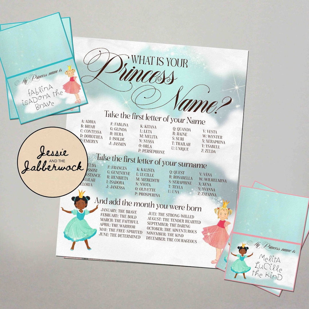 What's Your Princess Name? Printable Instant Download Party Game ...