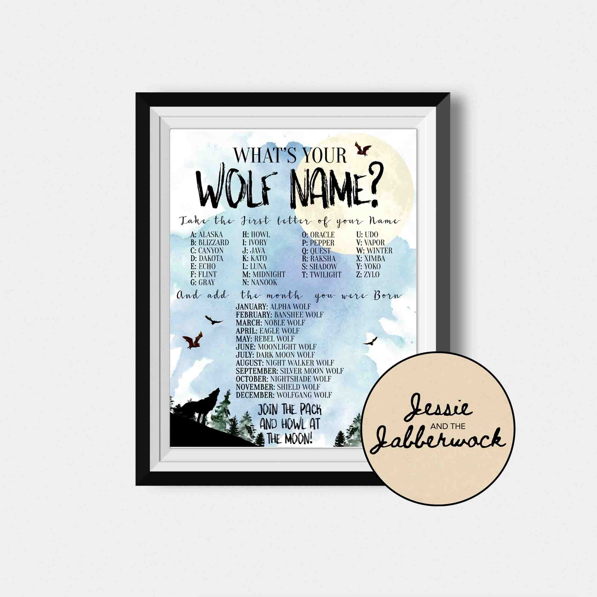What's Your Wolf Name? Printable, Instant Download Party Game, Howling ...