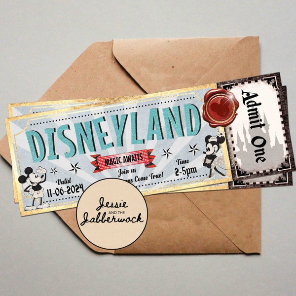 Vintage Disneyland Ticket Invitation - Etsy