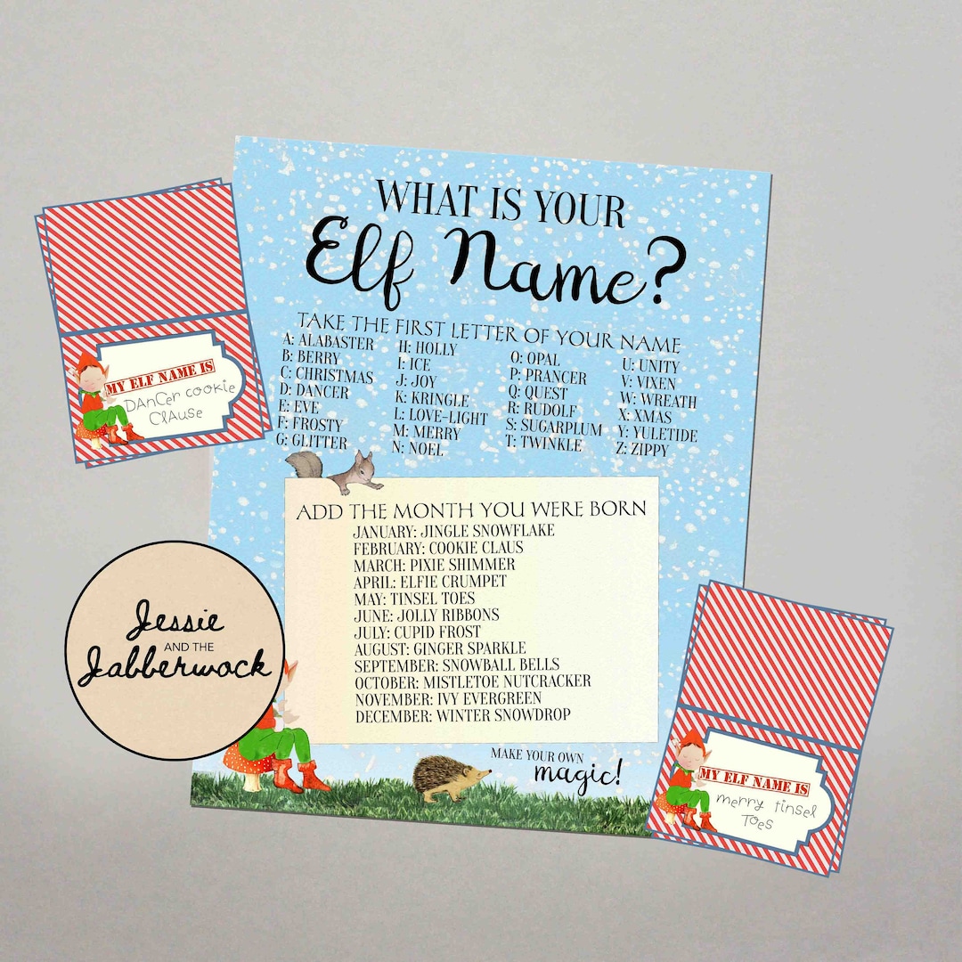 What's Your Elf Name? Printable, Instant Download Party Game, Christmas ...