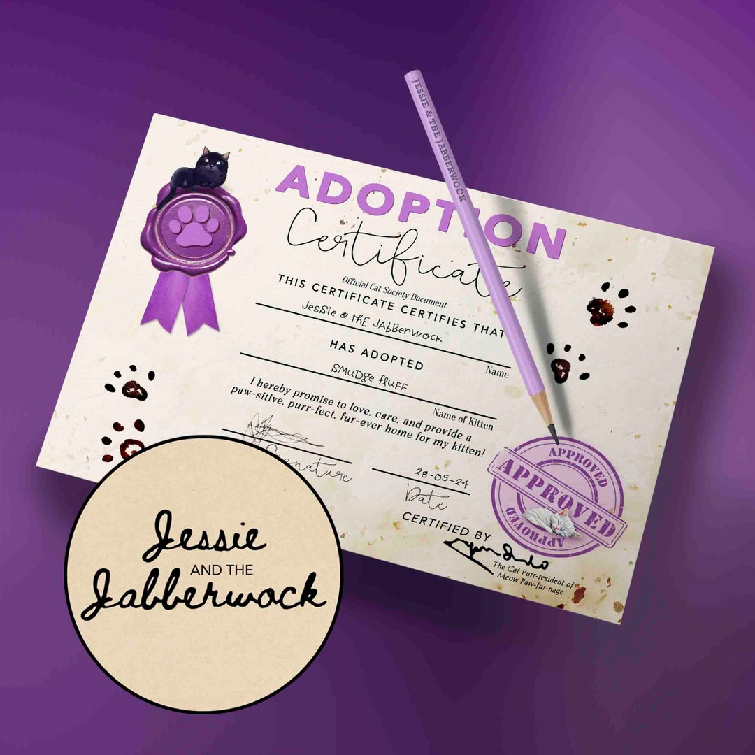 Adopt a Cat Sign & Adoption Certificate Party Pack Printable | Kitten ...