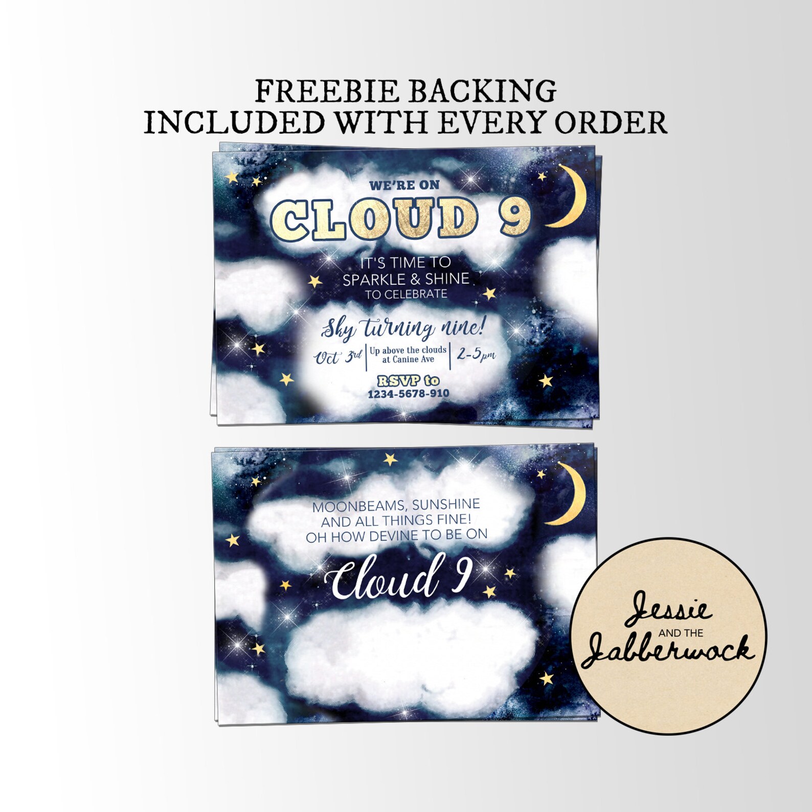 Cloud 9 Invitation, 9th Birthday Invite, Clouds, Starry Night Sky ...