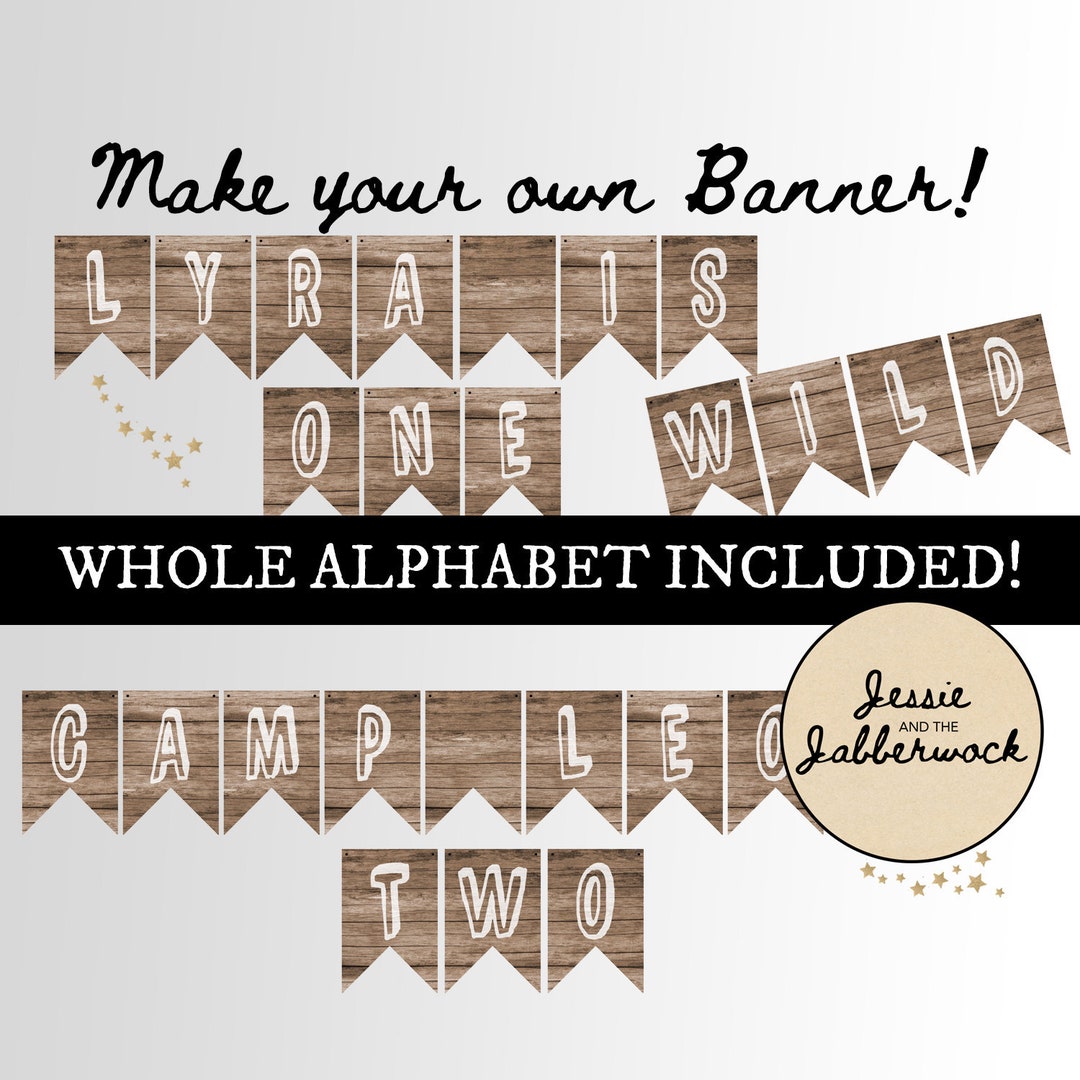 DIY Banner Printable, Whole Alphabet, Wood Themed Flags, Woodland Party ...