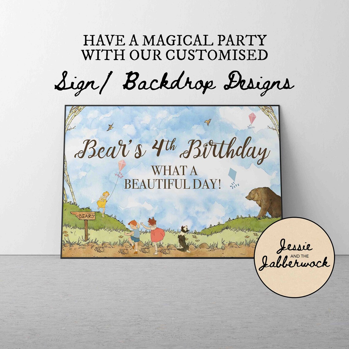 Bear Hunt Birthday Backdrop Sign Design Personalised Teddy - Etsy UK
