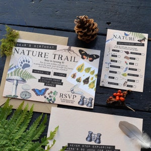 Nature Trail Invitation, Woodland Scavenger Hunt Birthday Invites - Etsy