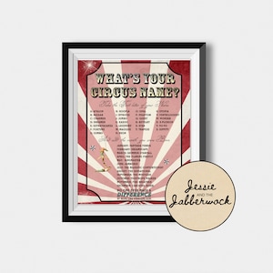 What's Your Circus Name? Printable, Instant Download Party Game ...