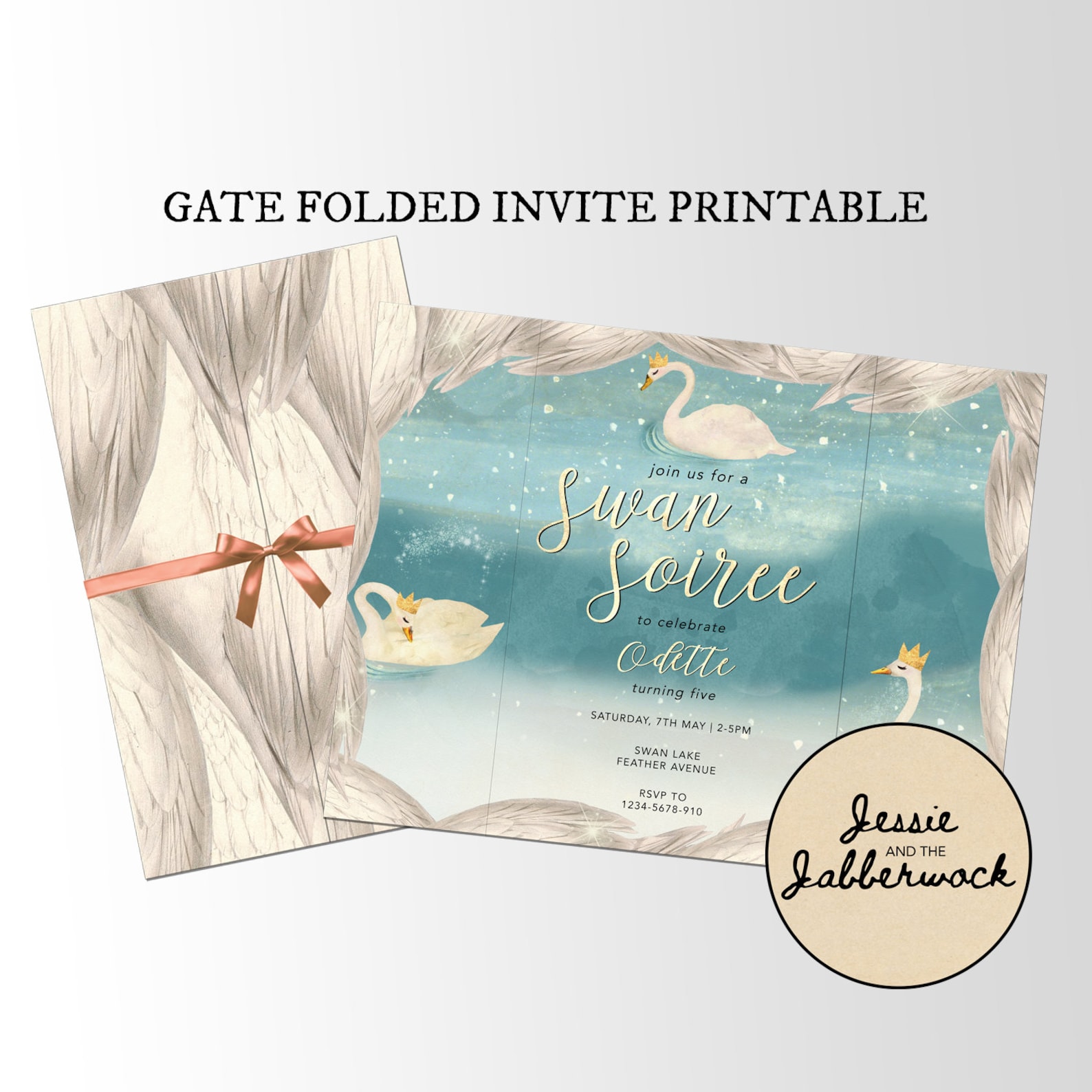 Swan Birthday Invitation Template, Ballerina Party Invite, Swan Lake ...