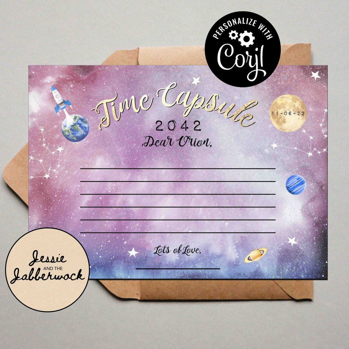 Purple Space Time Capsule Templates | Celestial Wish Notecards | Galaxy ...
