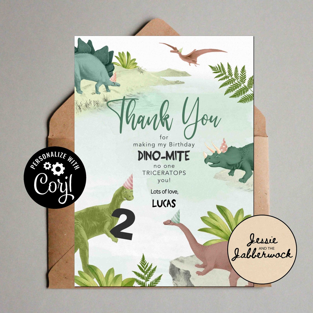 2-rex Thank You Note Template | Retro Party Thankyou | Steamboat Willie ...