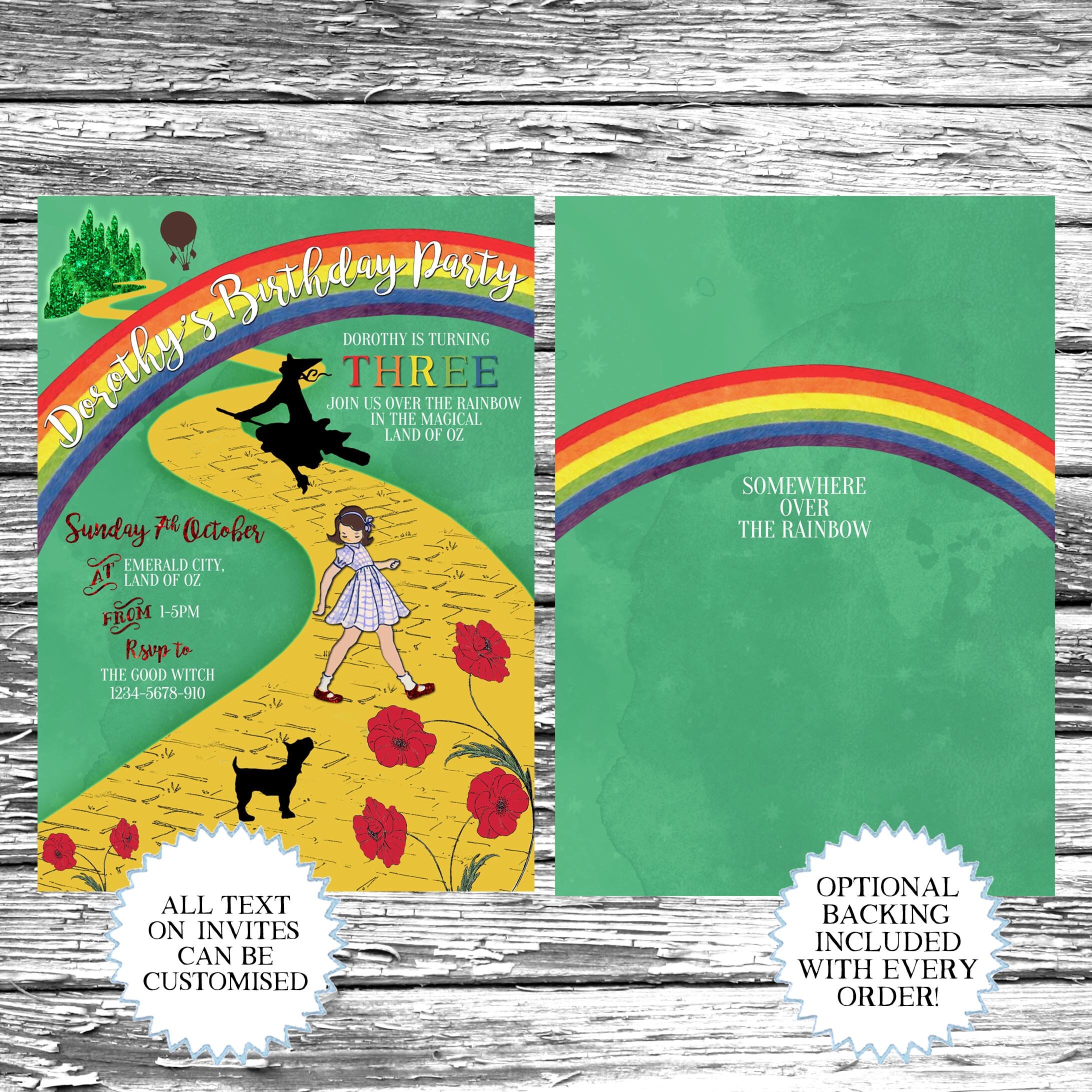 Wizard of Oz Yellow Brick Road Invitation Somewhere Over the - Etsy