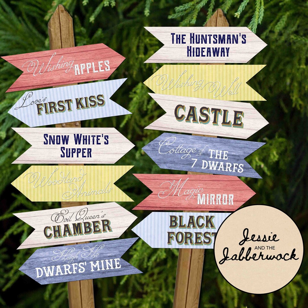 Snow White Directional Signs Party Pack Printable Royal Enchanted ...