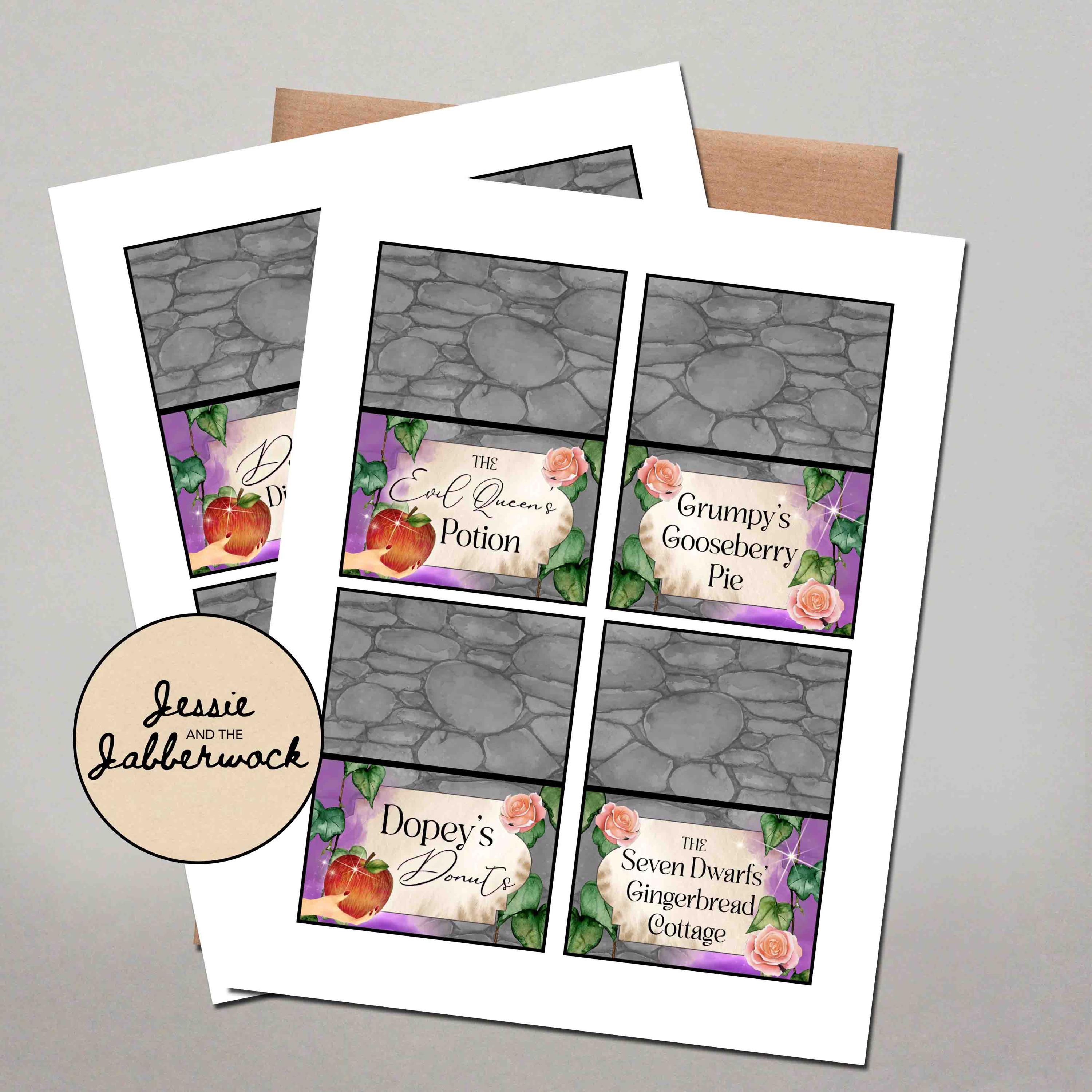 Snow White Villain Party Food Water Bottle Labels Set | Evil to the ...