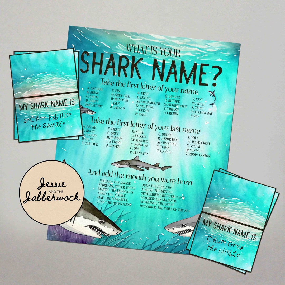 What's Your Shark Name? Printable Instant Download Party Game | Shark ...