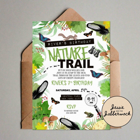 Nature Trail Invitation Woodland Creepy Crawlies Explorer - Etsy