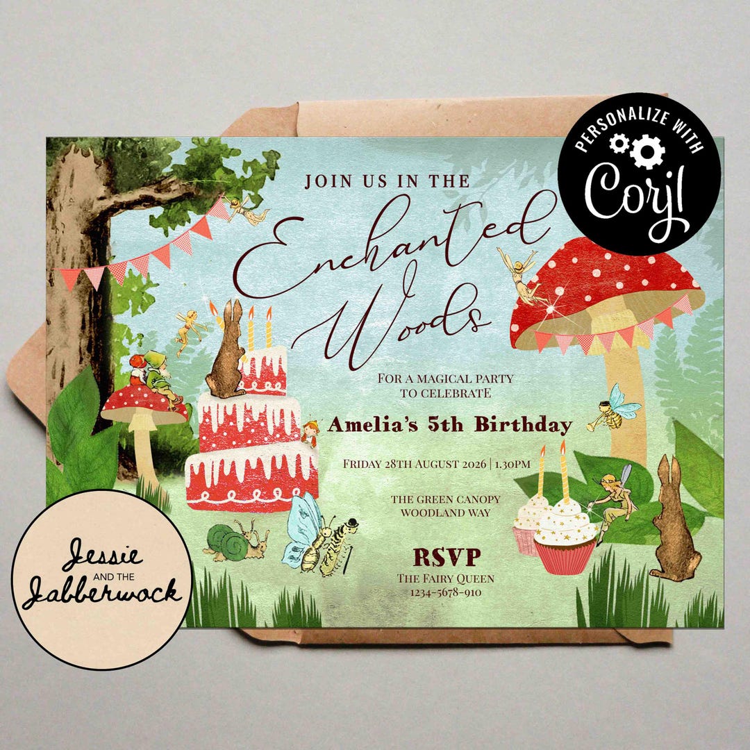 Enchanted Toadstool Invite Template | Fairy Cake Cupcake Party ...